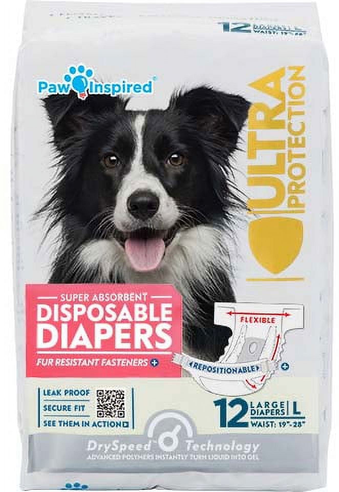 Paw Inspired Disposable Female Dog Diapers | Large Size for Dogs in ...