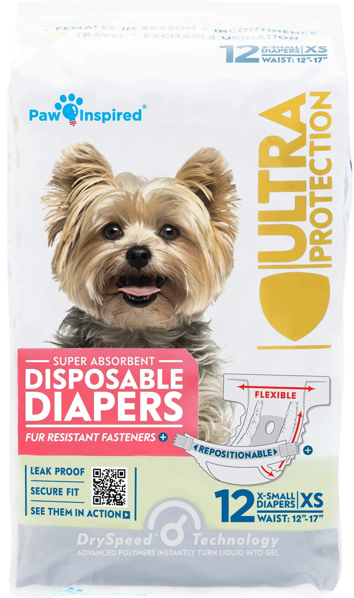 Paw Inspired Disposable Dog SBF3 Diapers | Female Dog Diapers Ultra ...