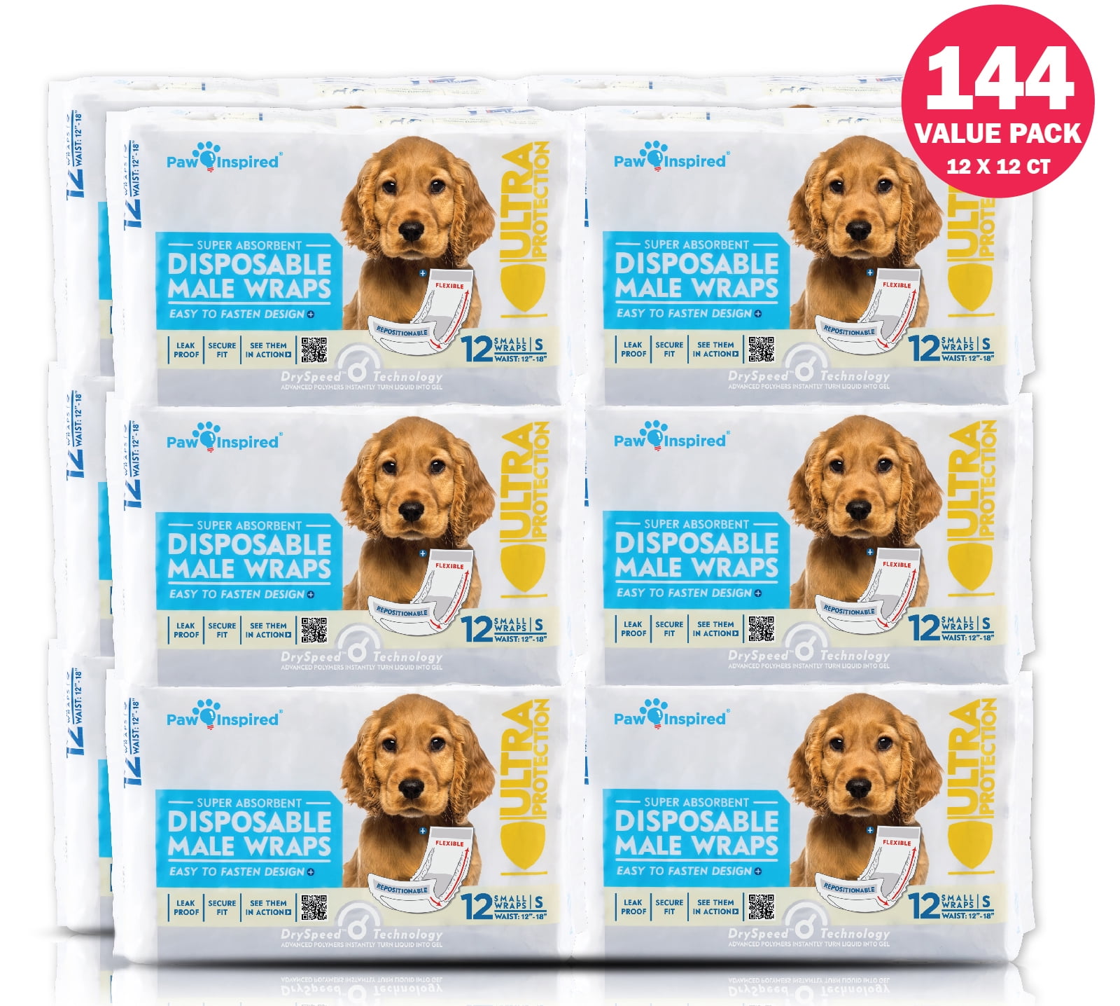 Paw Inspired Disposable Male Dog Diapers | Leakproof Belly Bands for ...