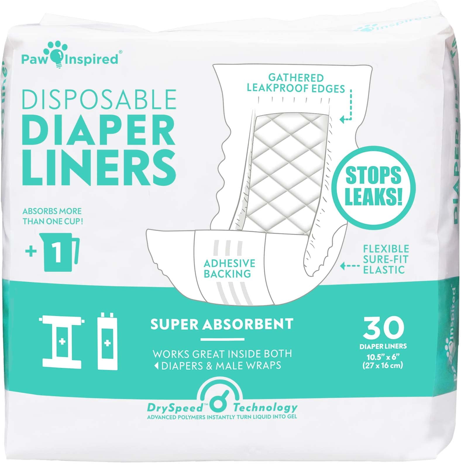 Paw Inspired Dog Diaper Liners | ITL1 Inserts for Washable Covers ...