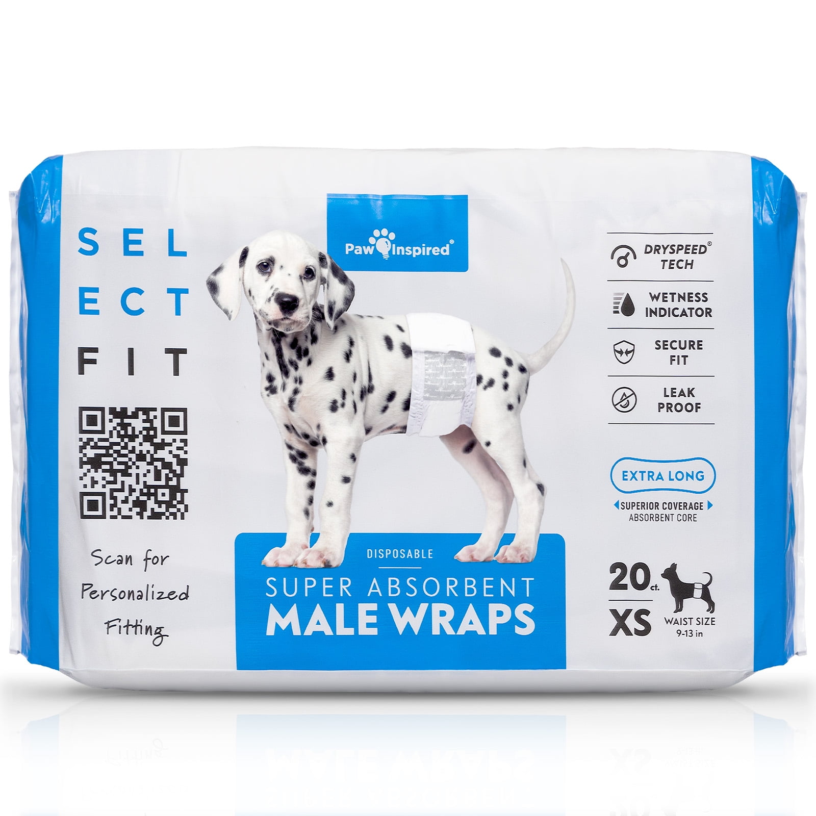 Paw Inspired Select Fit Male Diapers & Wraps X-Small, 20 Count with ...