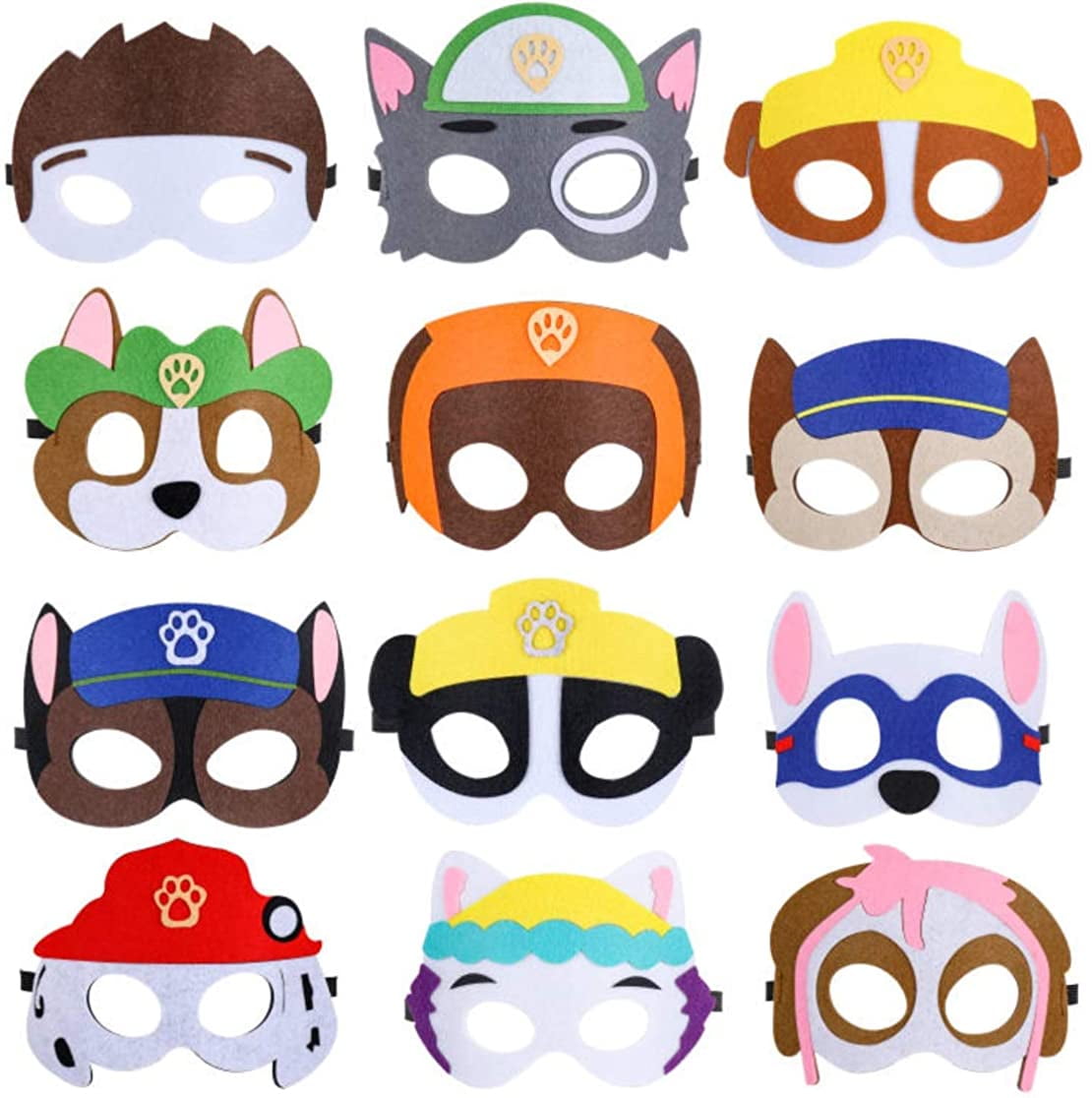 Paw Mask 12PC Felt Masks Set, Adjustable, Costume Decoration, 12 Pieces ...