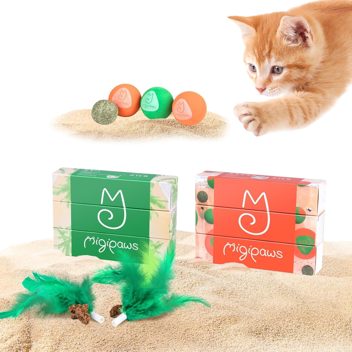 Paw Palace Replacements,3 EVA Balls,1 Catnip Ball,2 Coconut Tree Teaser ...