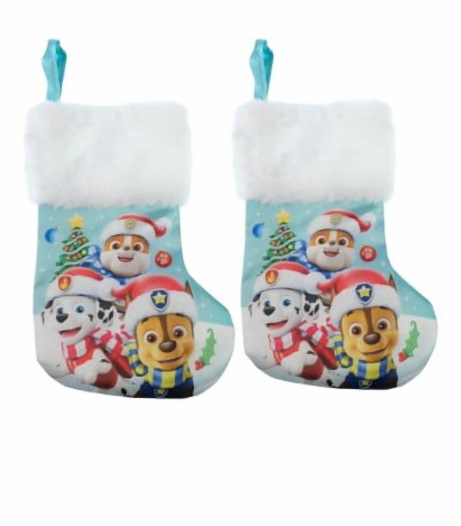 Paw Patrol 2-Pack Mini Satin Christmas Stockings - 8-Inch Holiday Decor ...