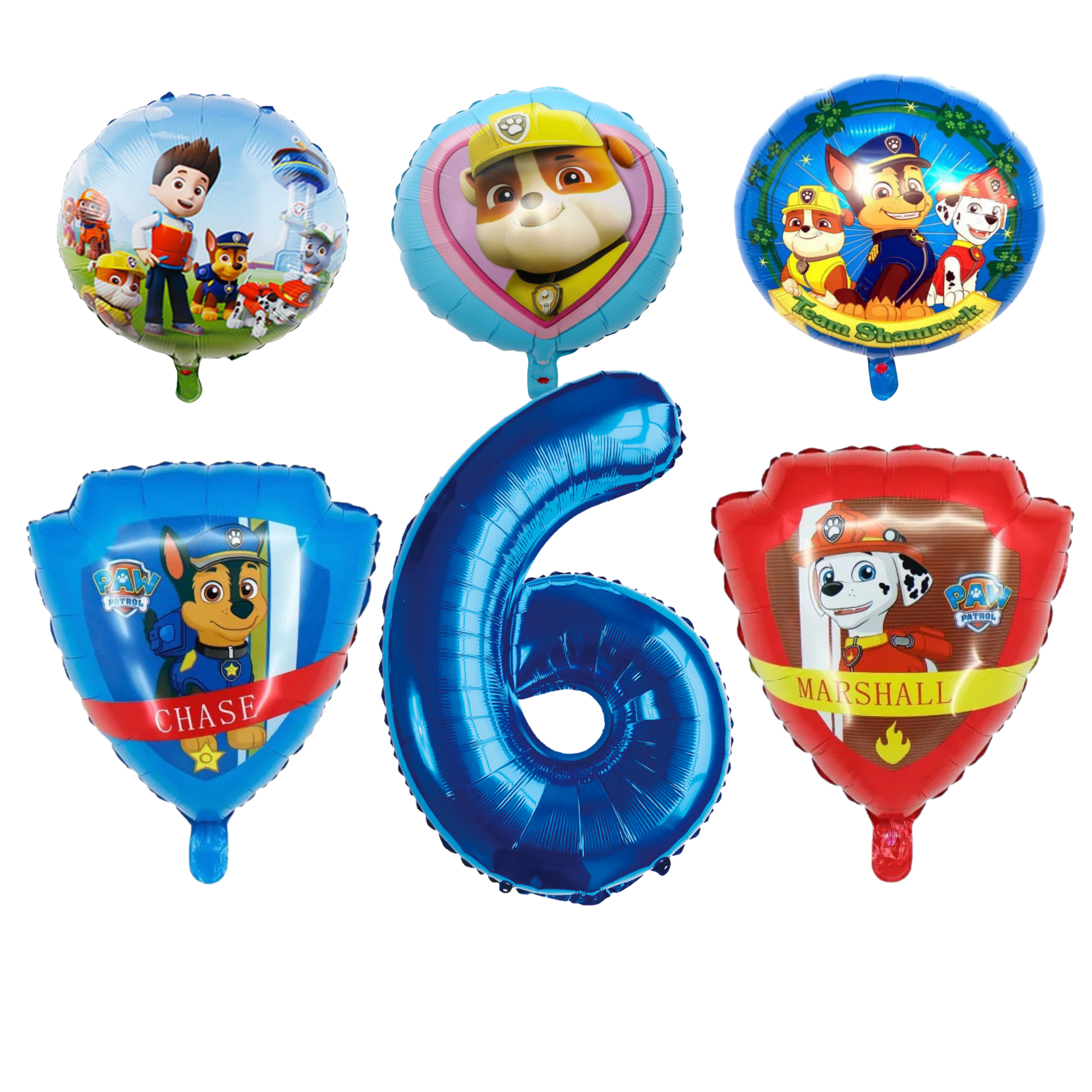 Paw Patrol 6th Birthday Party Foil Balloons Number Set Blue Red Kids ...