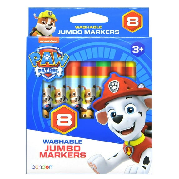 Paw Patrol Jumbo Markers, 8-Count, Washable, Ages 3+, 5 x 0.5 x 6.5 ...