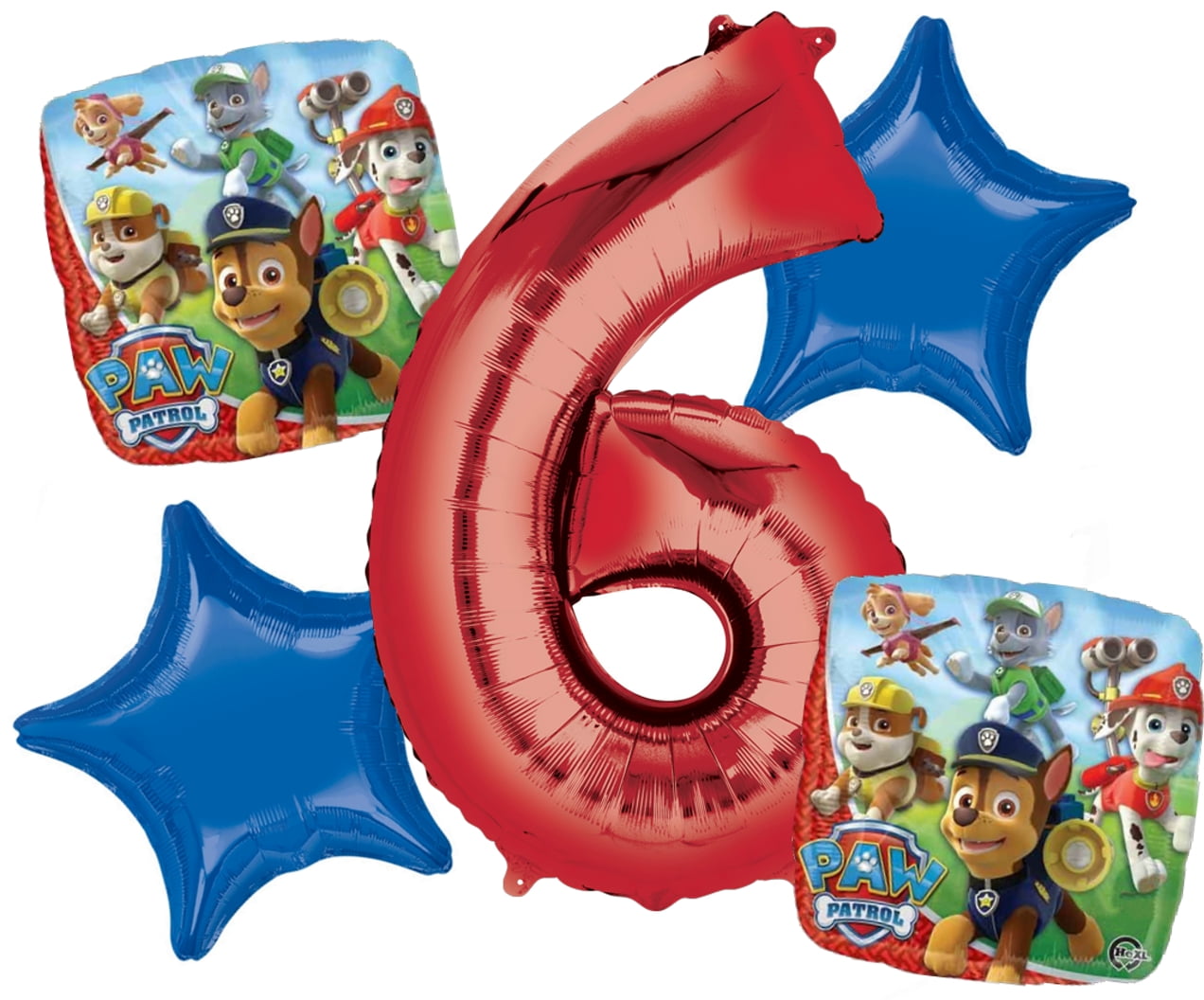 Paw Patrol Balloon Bouquet 6th Birthday 5 pcs - Party Supplies ...