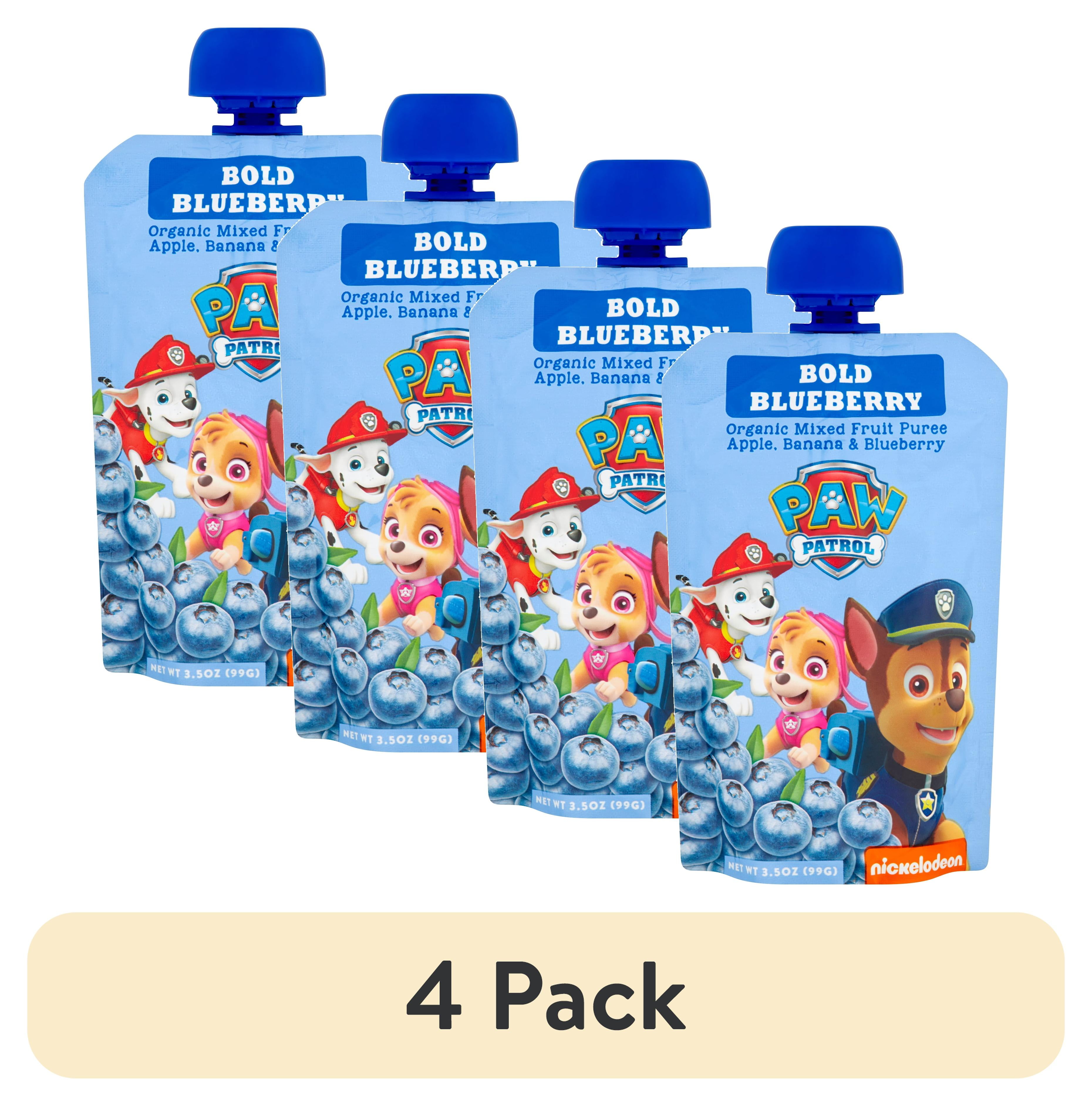 (4 pack) Paw Patrol Bold Blueberry Organic Mixed Fruit Puree, 3.5 oz ...