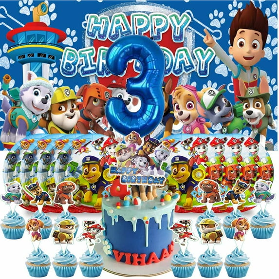 Paw Patrol Boy Birthday Party Plates 3rd Decorations Supplies Decor ...