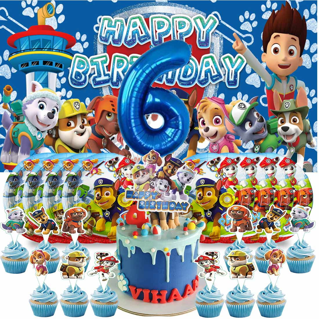 Paw Patrol Boy Birthday Party Plates 6th Decorations Supplies Decor ...