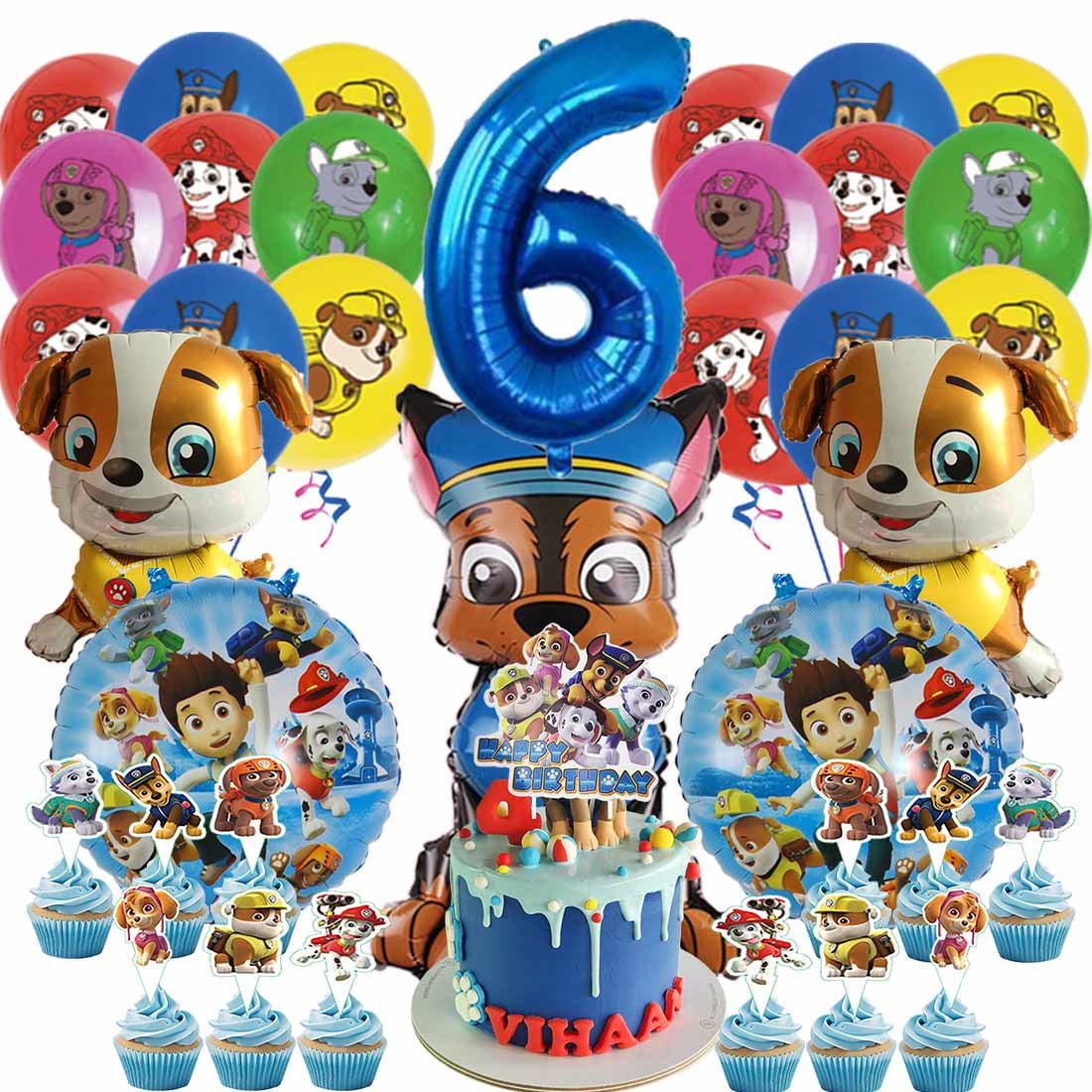 Paw Patrol Boy Party Supplies 6th Decor Kit Balloons Birthday Cake ...