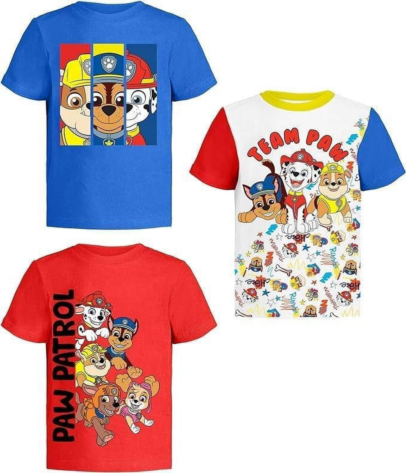 Paw Patrol Boys' 3-Pack Graphic T-Shirts - Featuring Rubble, Chase ...