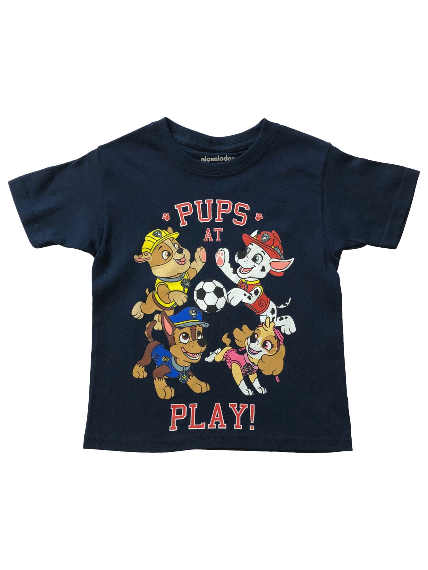 Paw Patrol Boys Blue Short Sleeve Pups At Play T-Shirt Puppy Dog Tee ...