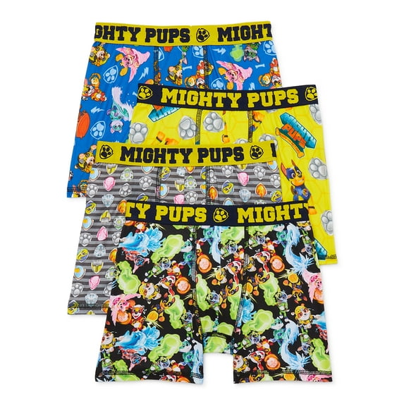 Paw Patrol Boys Mighty Pups Boxer Brief Underpants, 4 pack, Sizes 4-10 ...