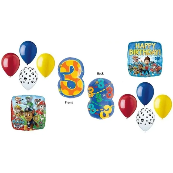 Paw Patrol Chase Dog 3Rd #3 11 Piece Birthday Party Mylar Latex ...