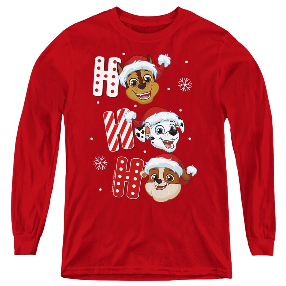 Paw Patrol Chase Marshall Rubble Christmas Santa Hats Kids Long Sleeve ...