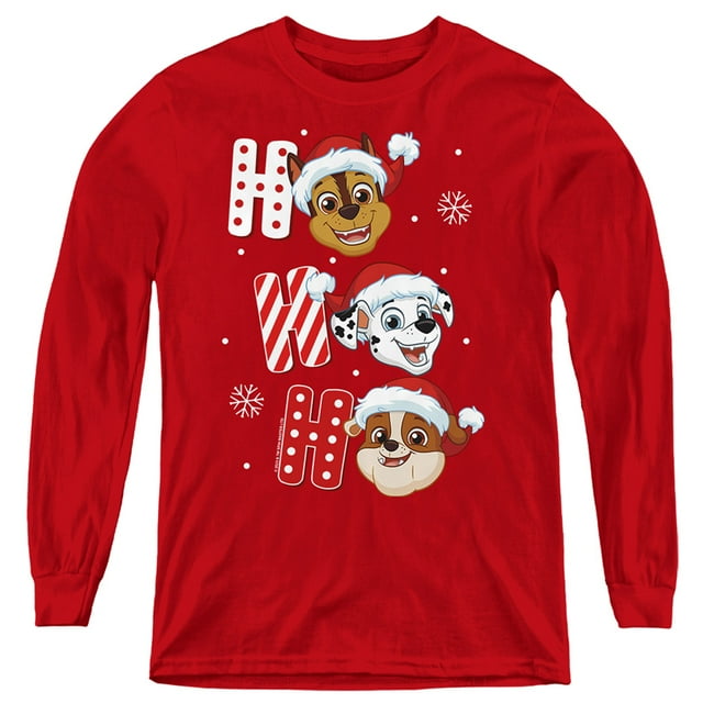 Paw Patrol Chase Marshall Rubble Christmas Santa Hats Kids Long Sleeve ...