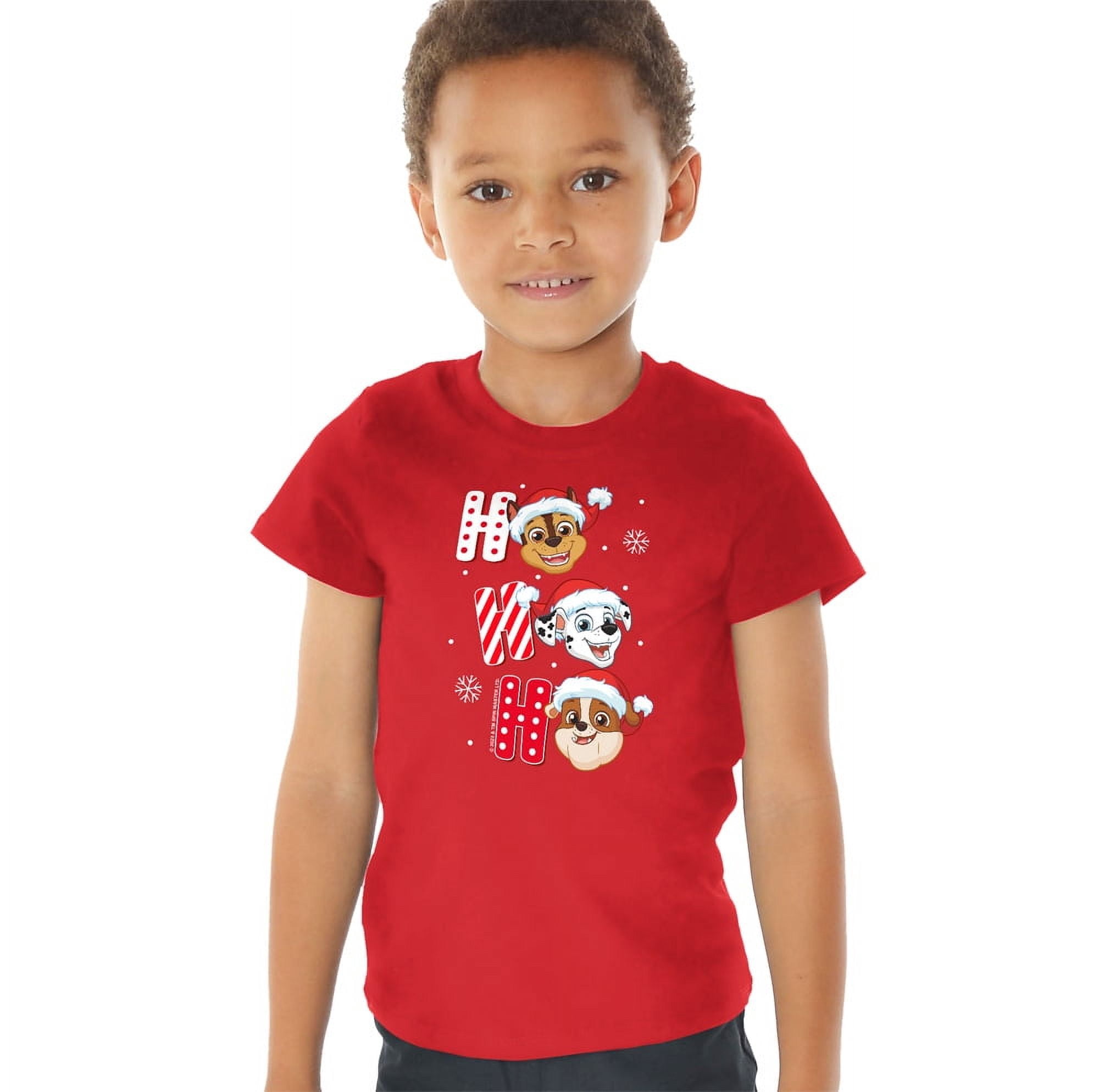 Paw Patrol Chase Marshall Rubble Christmas Santa Hats Kids T Shirt (2 ...