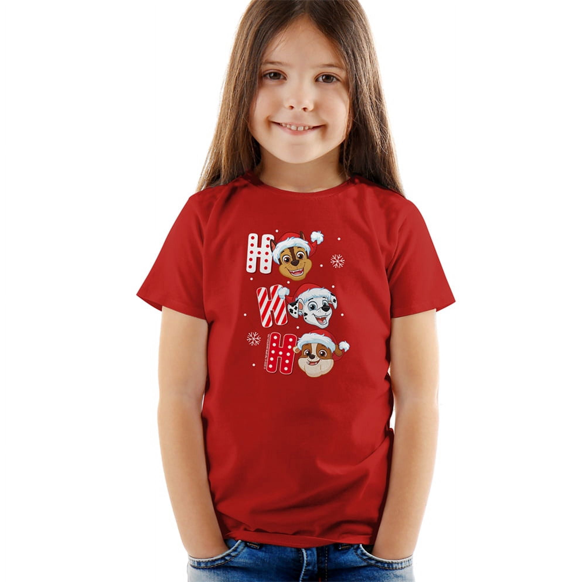 Paw Patrol Chase Marshall Rubble Christmas Santa Hats Kids T Shirt for ...