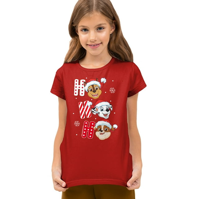 Paw Patrol Chase Marshall Rubble Christmas Santa Hats Kids T Shirt for ...