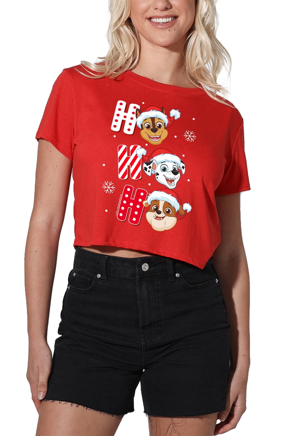 Paw Patrol Chase Marshall Rubble Christmas Santa Hats Women's Crop Top ...
