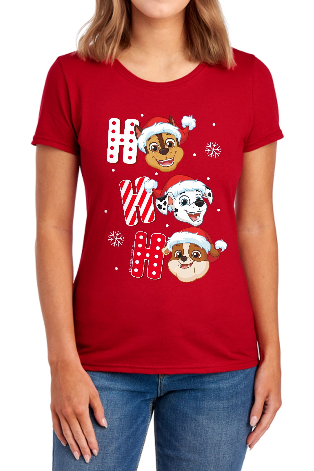 Paw Patrol Chase Marshall Rubble Christmas Santa Hats Women's T Shirt ...