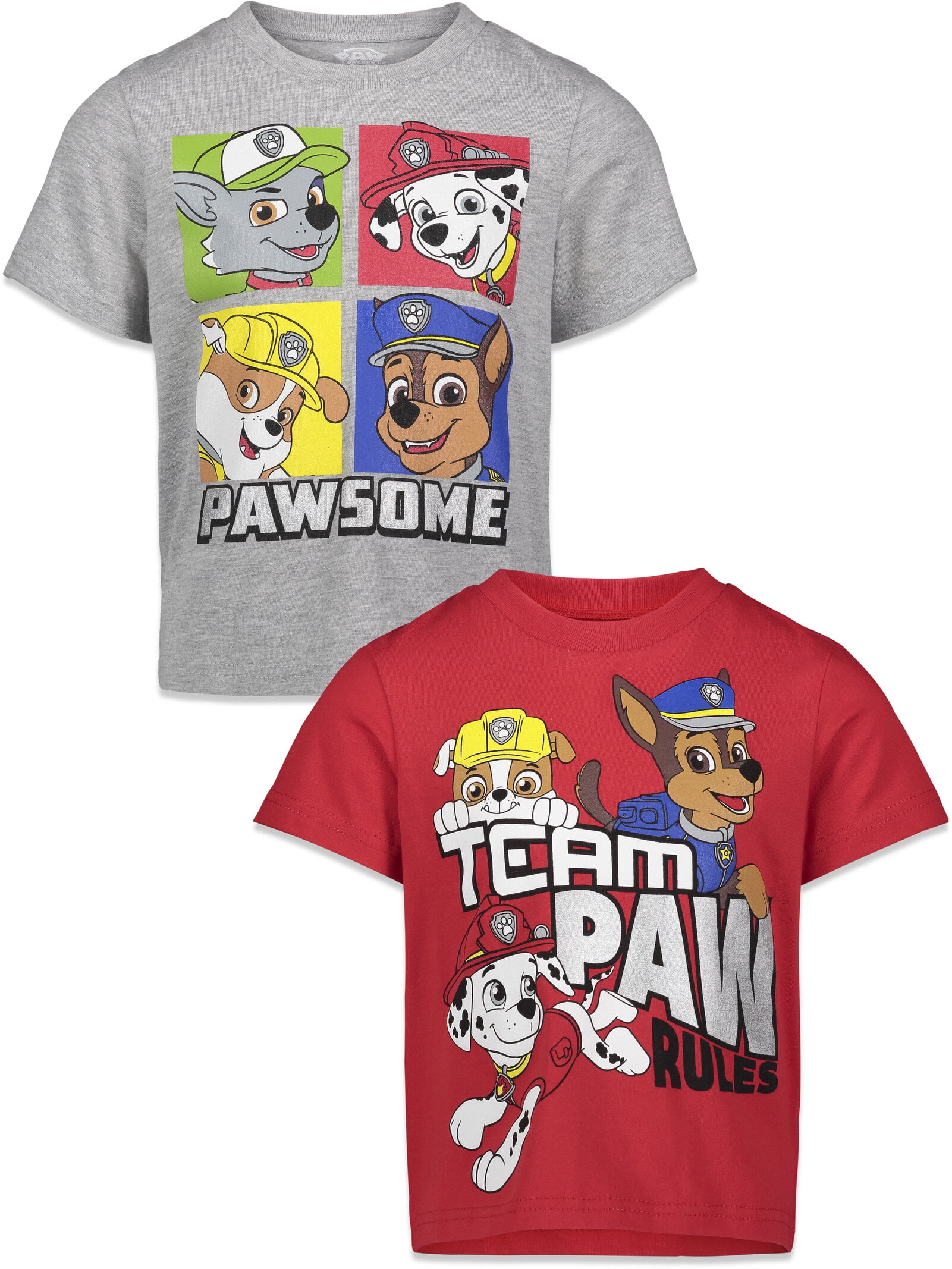 Paw Patrol Mighty Pups Chase Marshall Rubble Boys 2 Pack Graphic T ...
