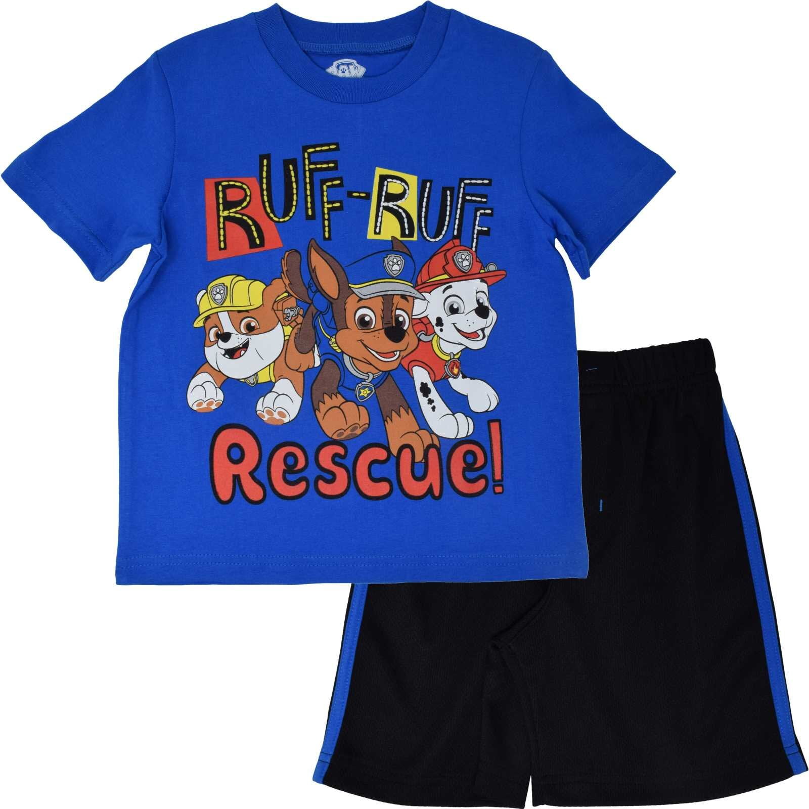 Paw Patrol Chase Marshall Rubble Little Boys T-Shirt and Mesh Shorts Outfit Set Toddler to ...