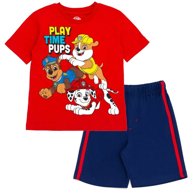 Paw Patrol Chase Marshall Rubble Toddler Boys T-Shirt and Mesh Shorts Outfit Set Toddler to Big ...