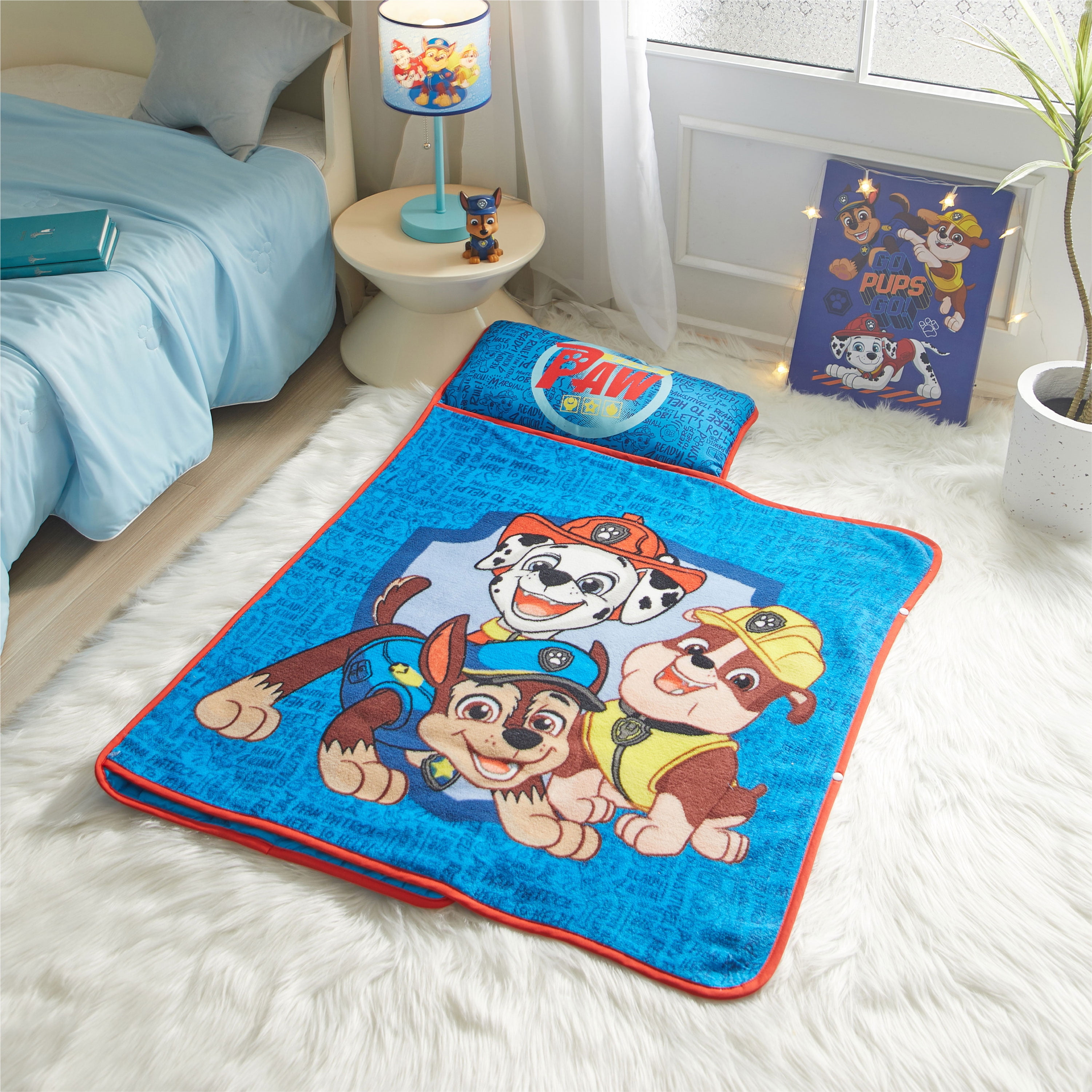 Paw Patrol Chase Marshall and Rubble Nap Map, Blue , 21 x 46, Polyester ...