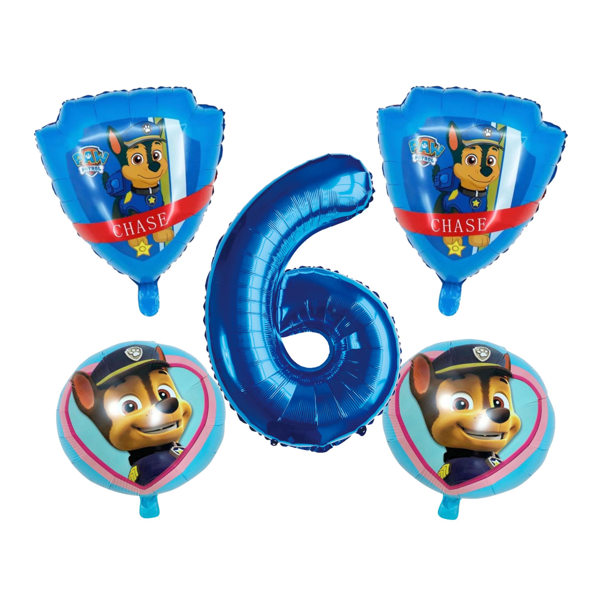 Paw Patrol Chase Number 6 Birthday Party Balloons Foil Set Blue ...