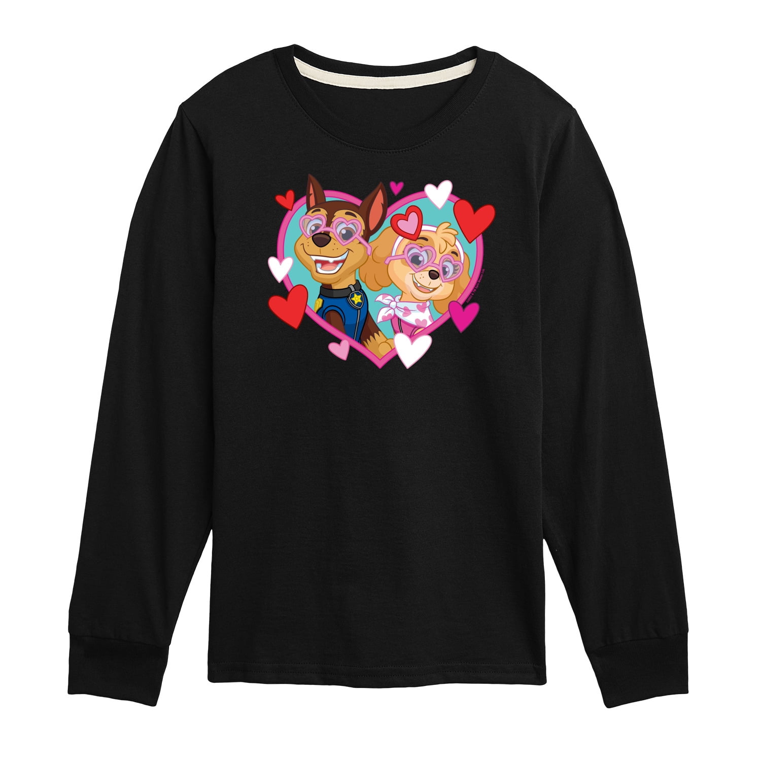 Paw Patrol - Chase Sky Hearts - Toddler And Youth Long Sleeve Graphic T ...