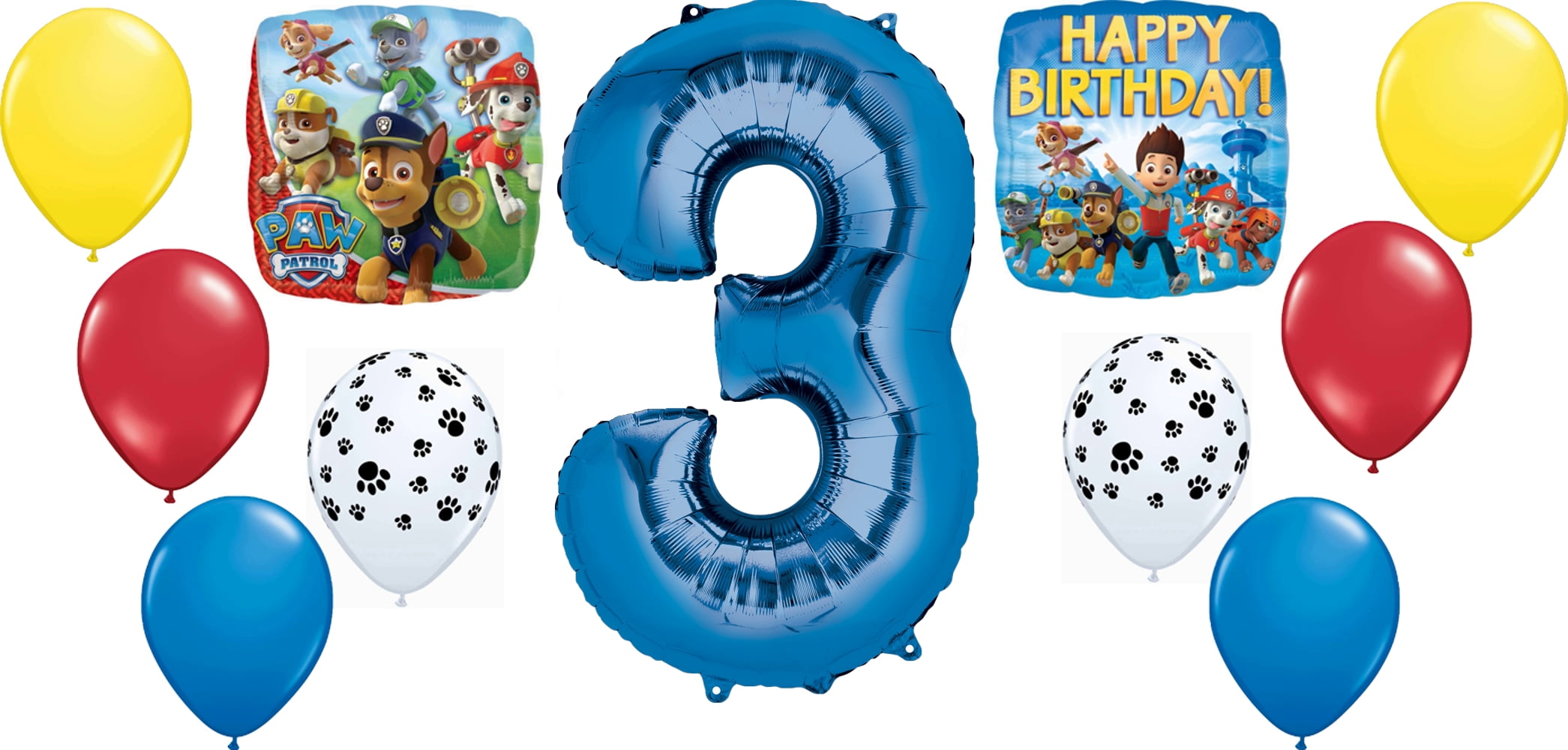 Paw Patrol Chase dog 3rd birthday party mylar latex balloons #3 blue 11 ...