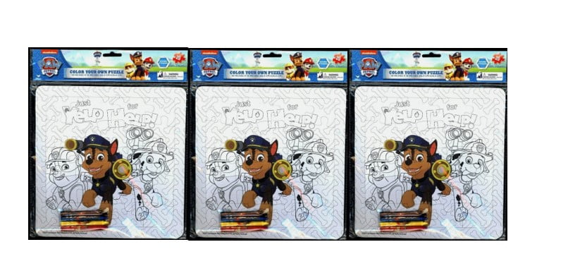 Paw Patrol Color Your Own Puzzle 20 PC With 4 Crayons 10" X 10" x 3 ...