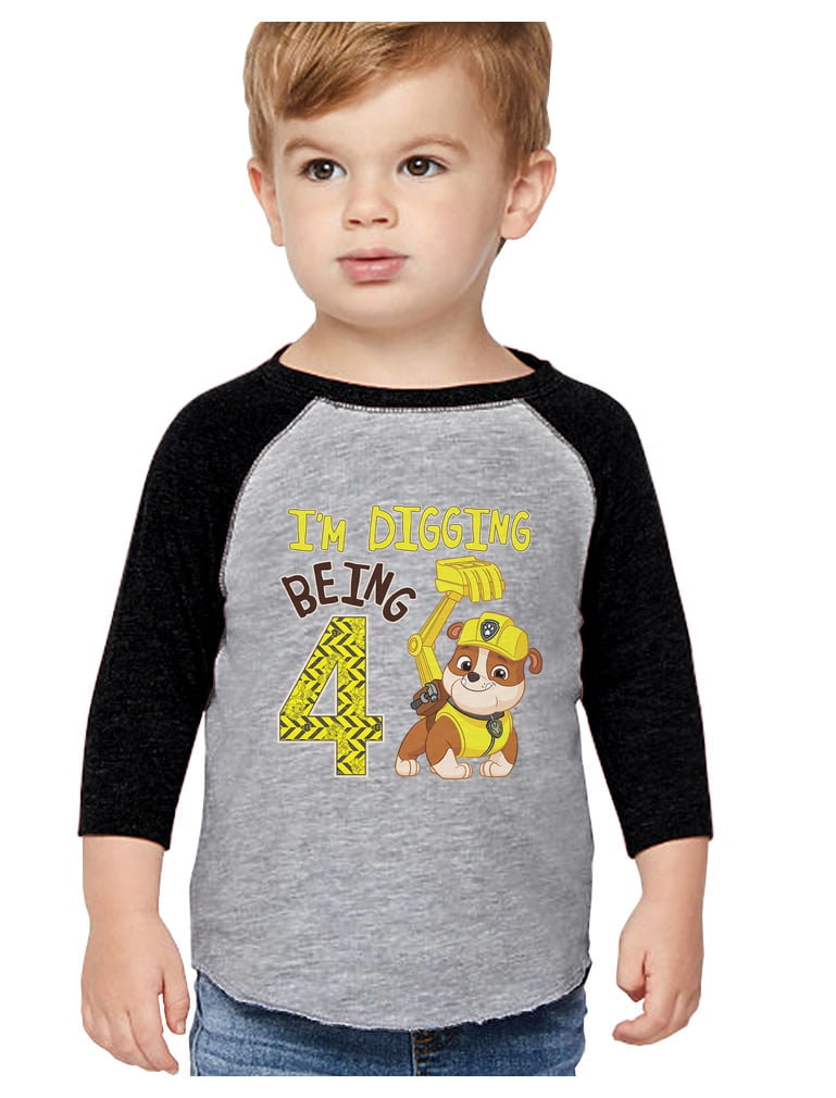 Paw Patrol Digging 4th B-day Official 3/4 Sleeve Baseball Jersey ...