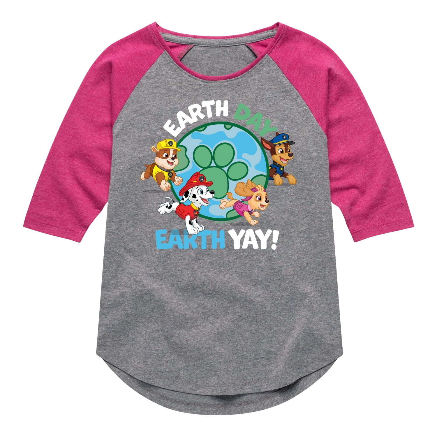 Paw Patrol - Earth Day Yay - Toddler And Youth Girls Raglan Graphic T ...