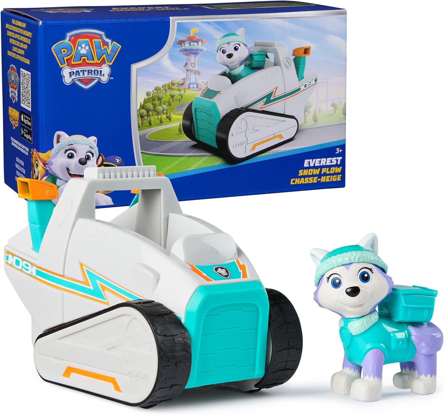 Paw Patrol Everest’s Snow Plow Toy Vehicle with Collectible Figure ...