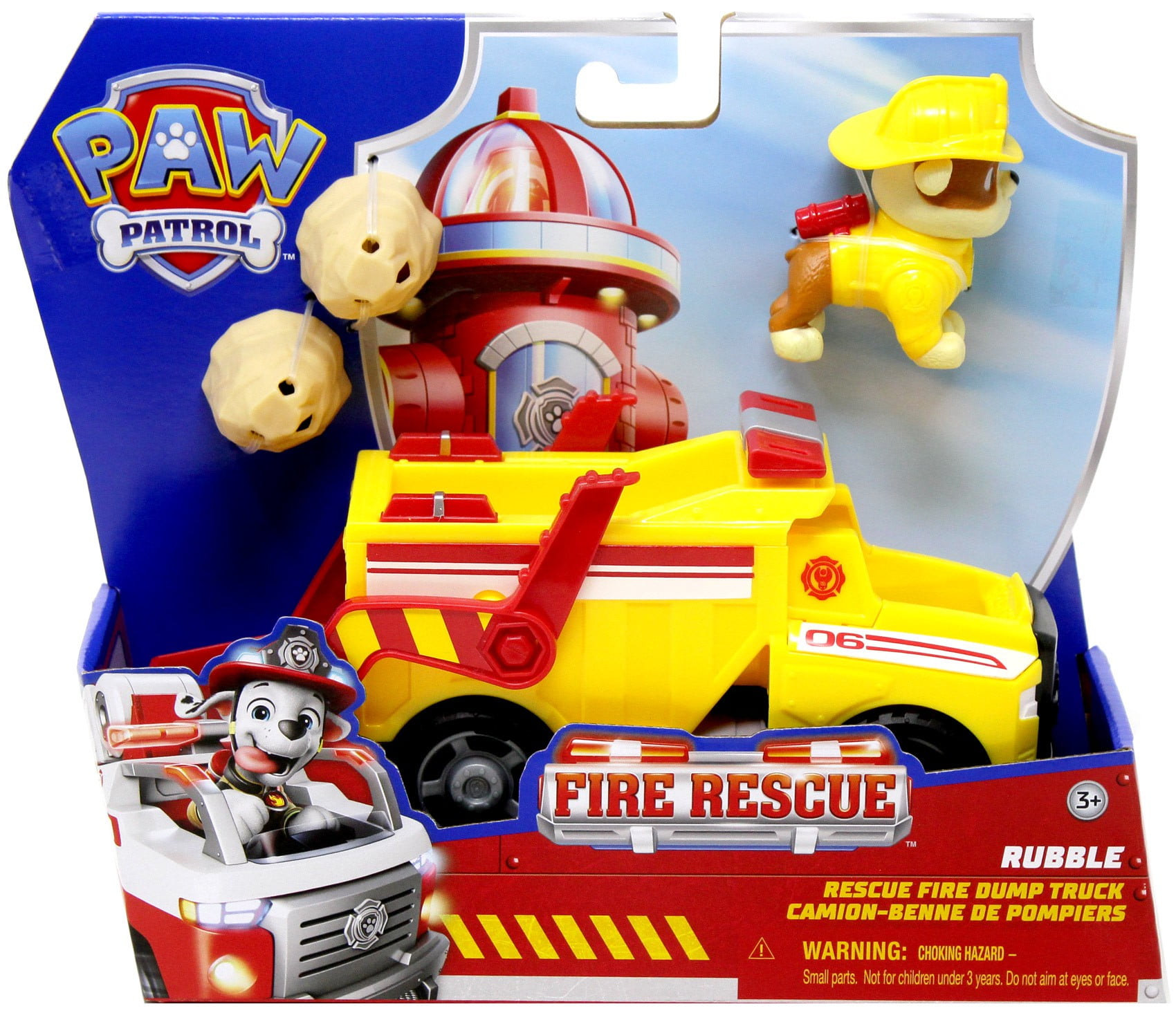 Paw Patrol Fire Rescue Rubble Rescue Fire Dump Truck Vehicle & Figure ...