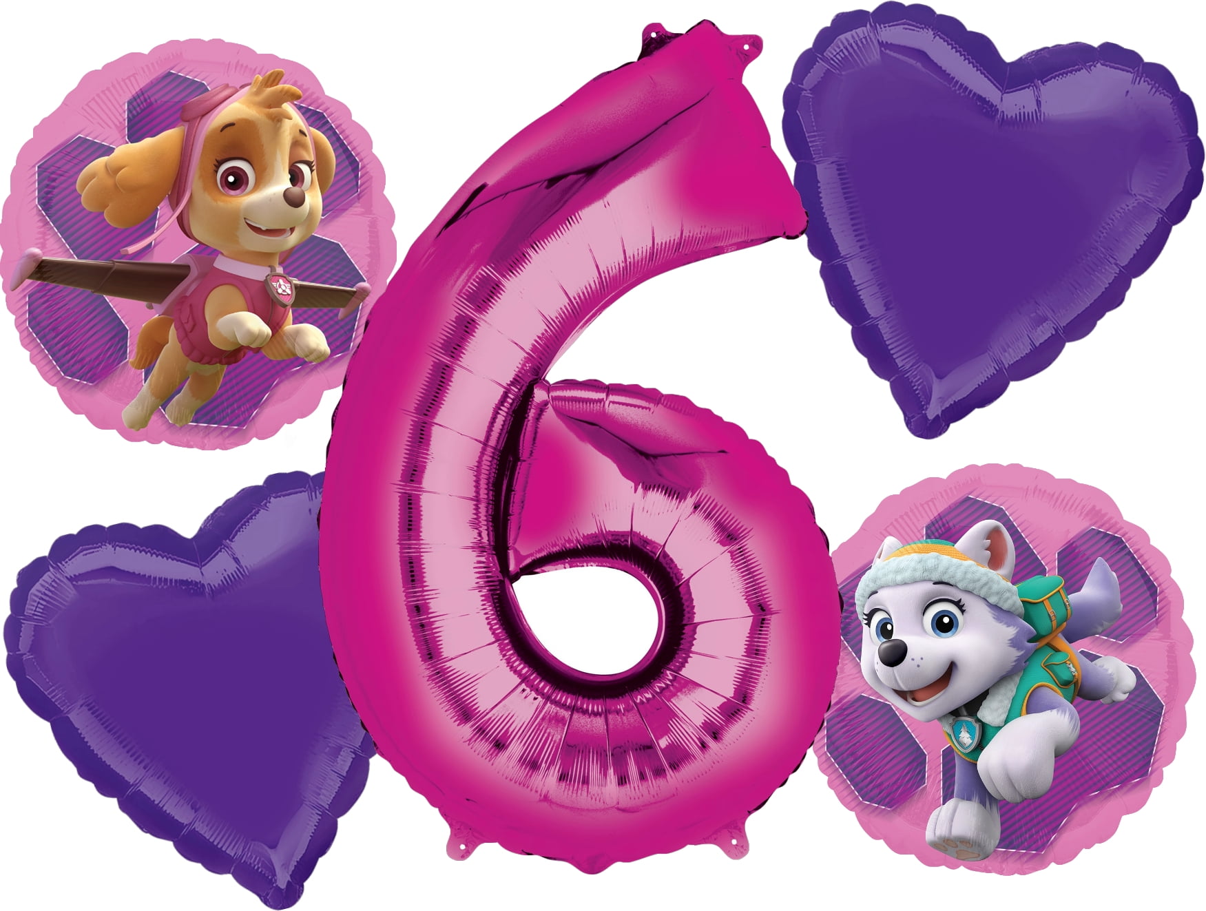 Paw Patrol Girl Balloon Bouquet 6th Birthday 5 pcs - Party Supplies ...