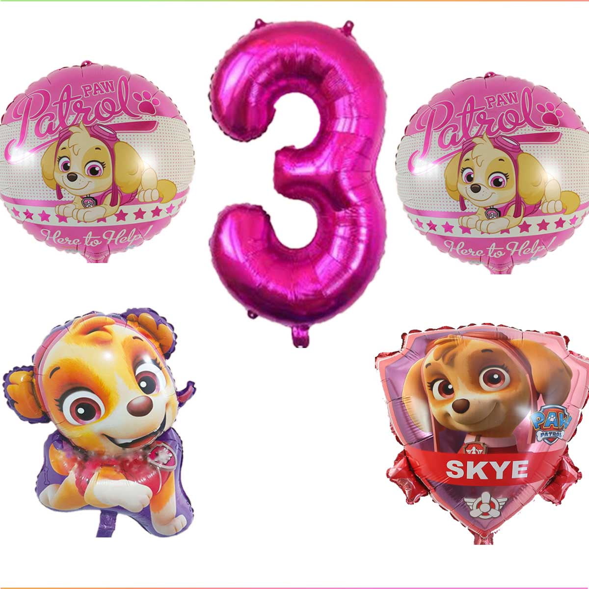 Paw Patrol Girl Fight Balloons Party Supplies 3rd Big Number ...