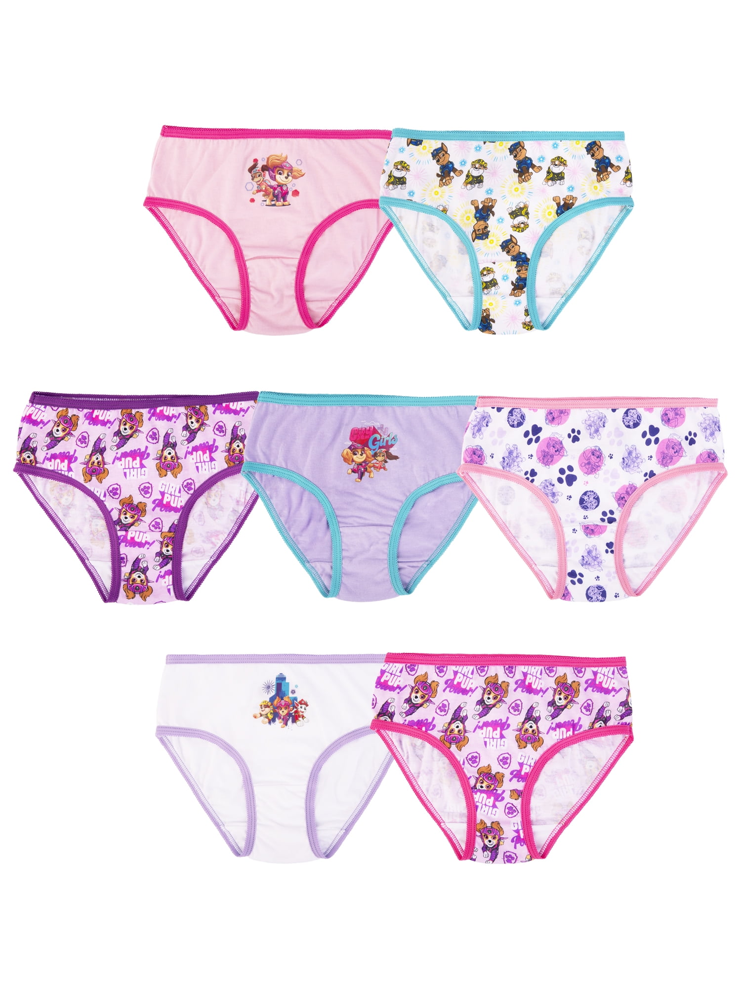 Paw Patrol Girls Cotton Brief Character Underwear, 7-Pack, Size 4-6 ...
