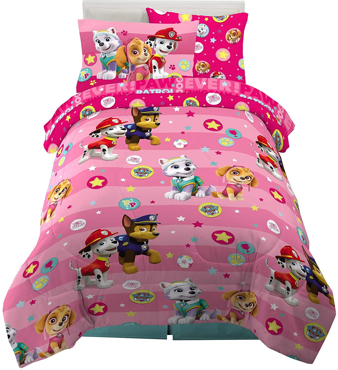 Paw Patrol Girls Kids Bedding Super Soft Comforter and Sheet Set with ...