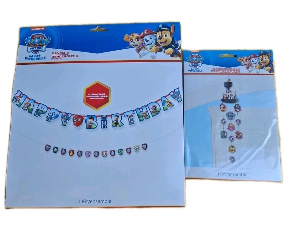 Paw Patrol Hanging Decoration & Letter Banner Puppy Birthday Party 10 ...