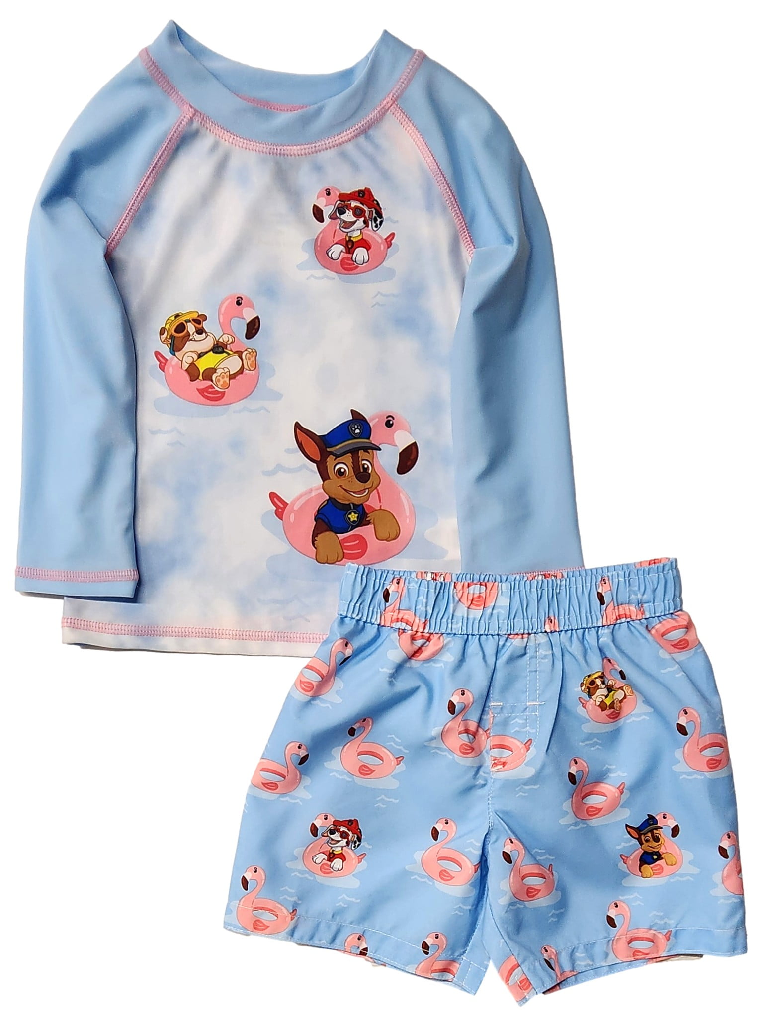 Paw Patrol Infant Boys Blue Flamingo Rash Guard Shirt & Swim Trunks Set 18m - Walmart.com
