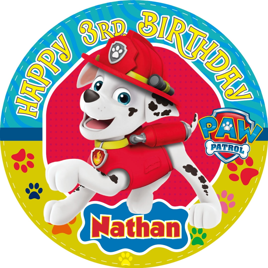 Paw Patrol MARSHALL Edible Image Cake Topper Personalized Birthday ...