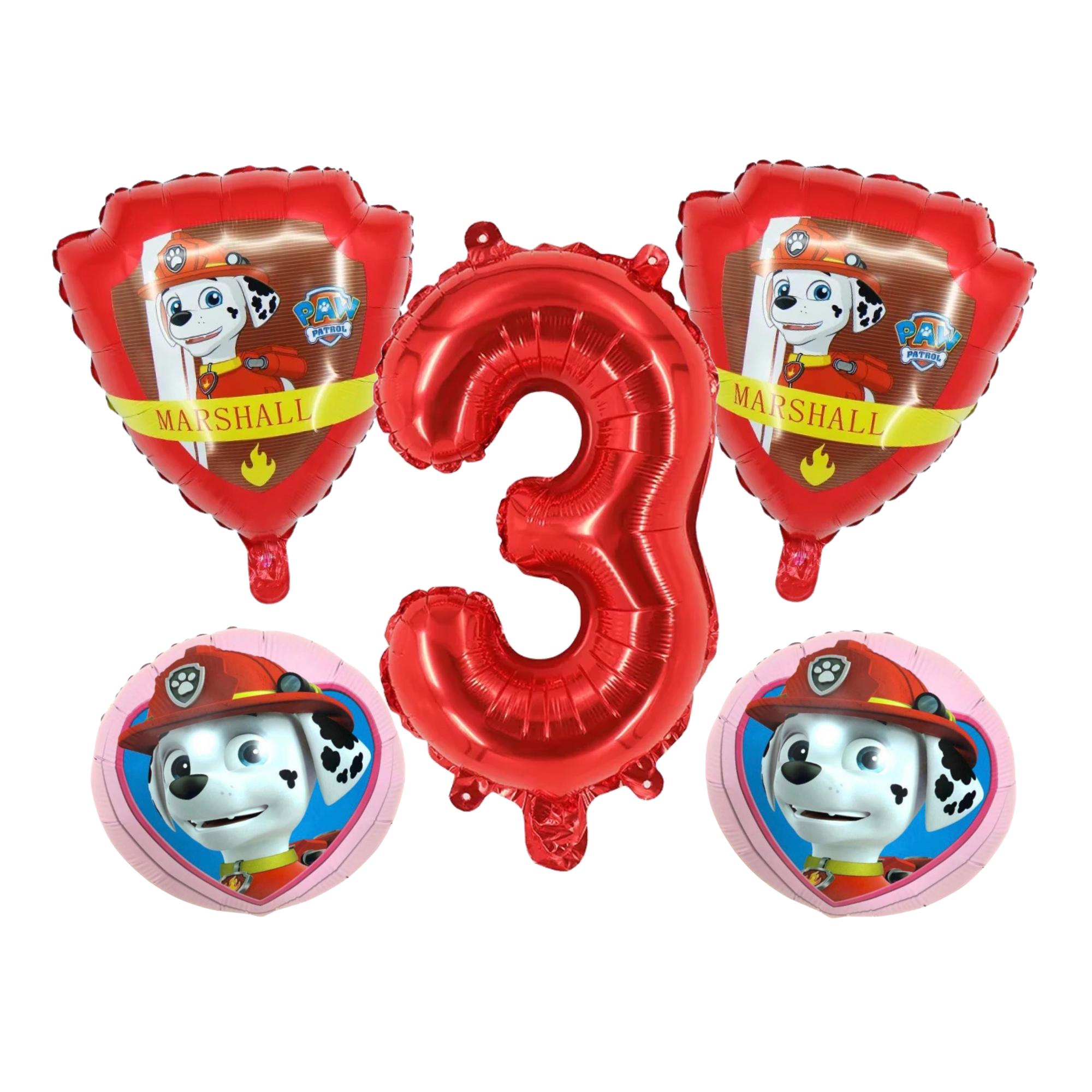 Paw Patrol Marshall 3rd Birthday Foil Balloon Set Red Pink Kids Party ...