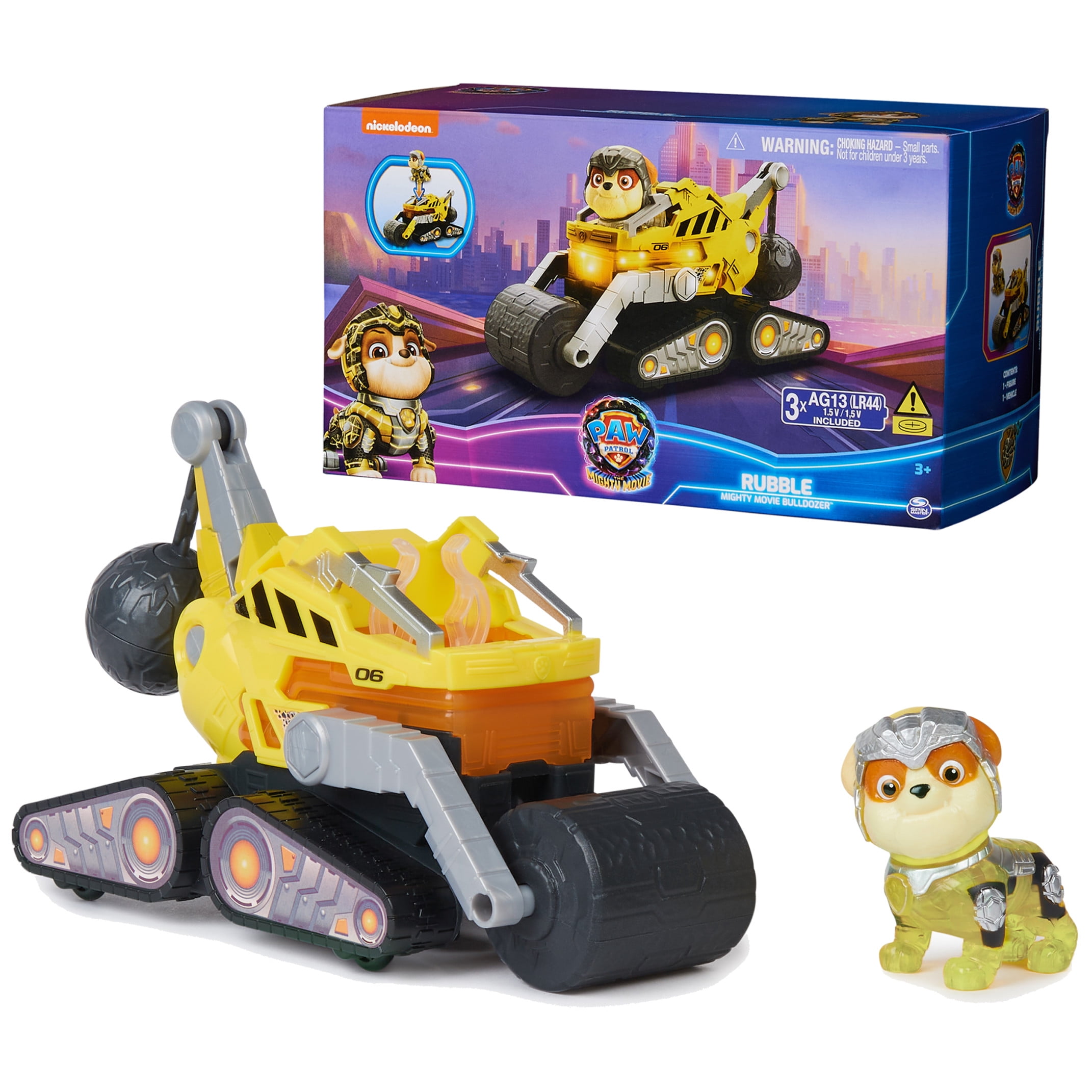 PAW Patrol: The Mighty Movie, Construction Toy Truck with Rubble Mighty ...