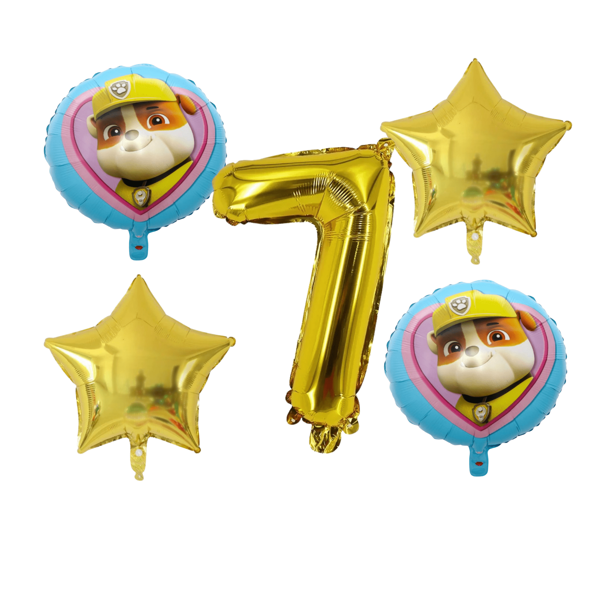 Paw Patrol Number 7 Birthday Party Foil Balloons Gold Blue Kids ...