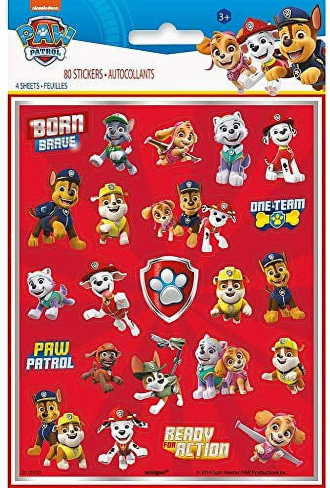 Unique Paw Patrol Party Favors, 92 Stickers, 4 Sheets, Kids Birthday ...