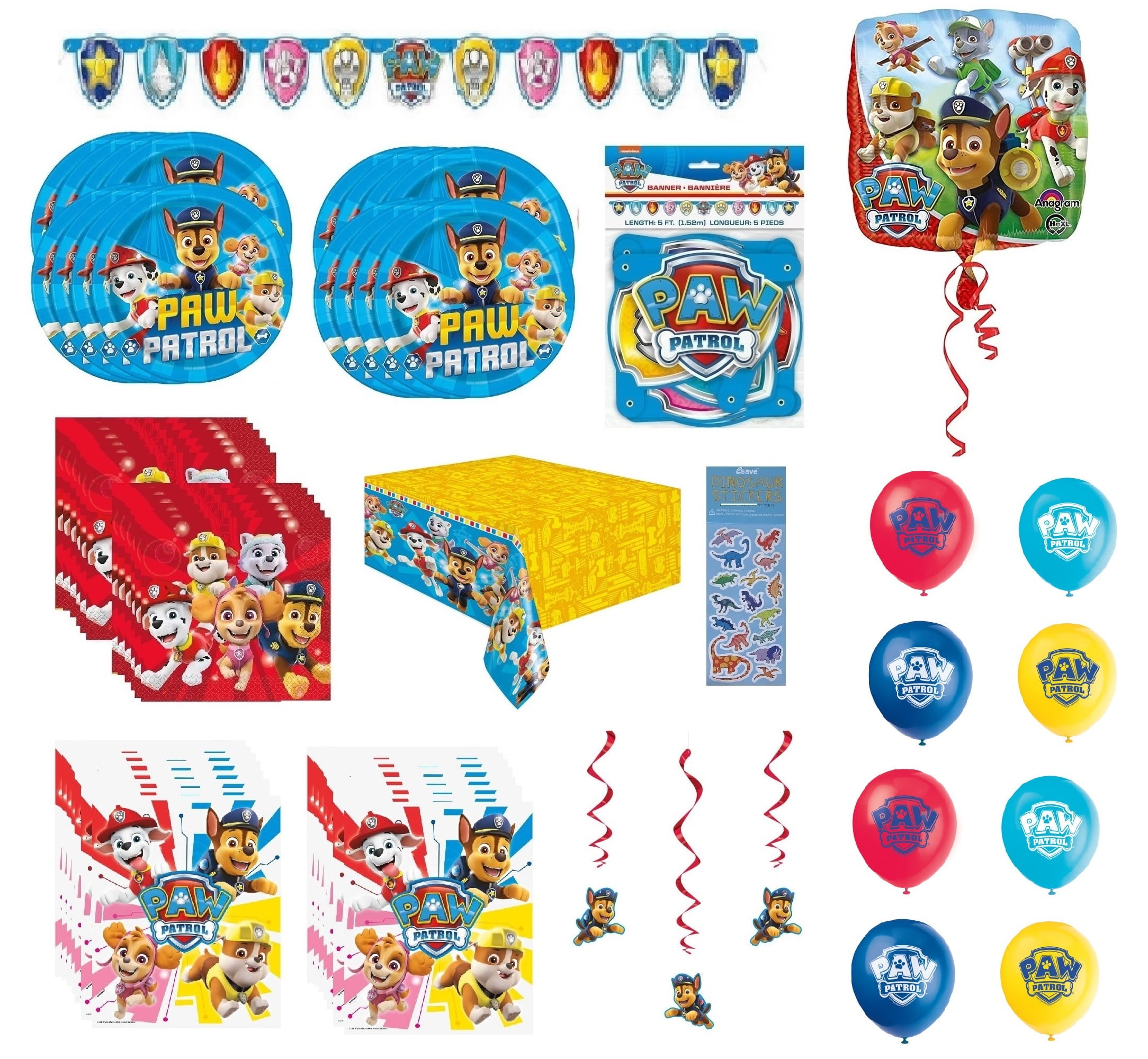 Paw Patrol Party Pack - Plates, Napkins, Bags, Table Cover, Banner ...